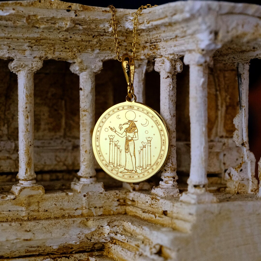 Thoth Pendant: Egyptian God Ibis Medallion - Silver or Gold Plated - Etsy