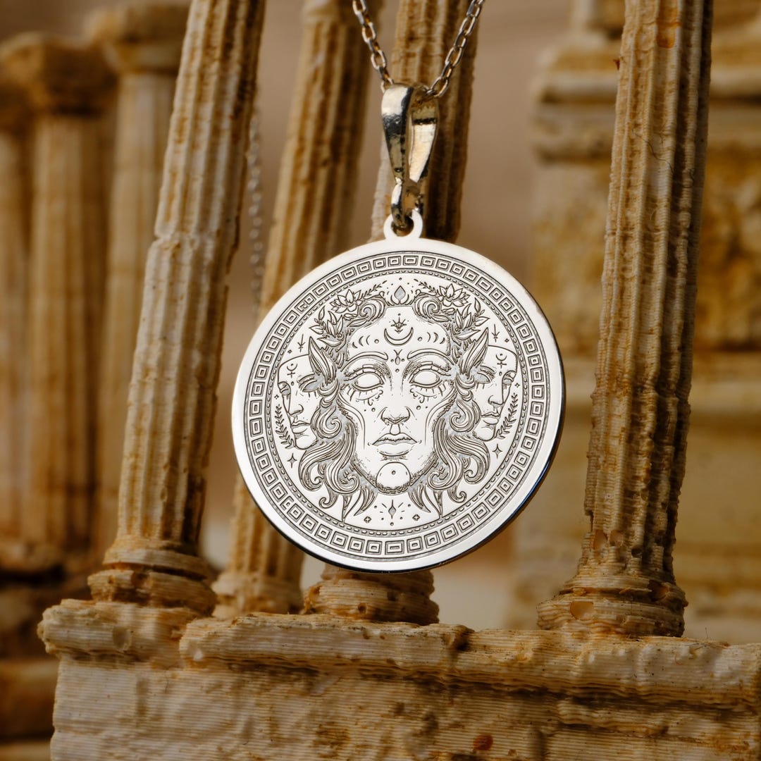 Esoteric Mask Pendant Lunar Floral Norse Symbol Necklace Gift for Him ...
