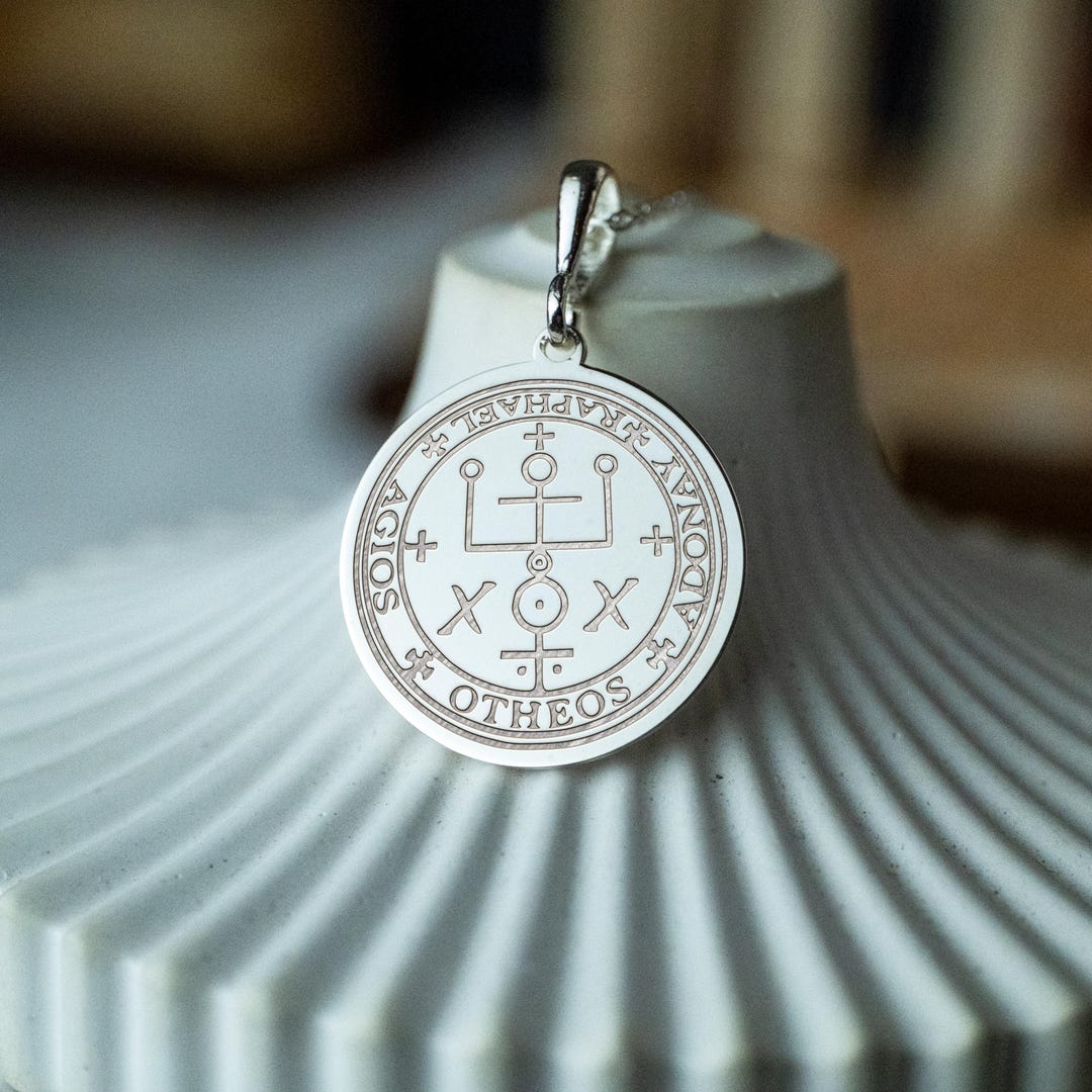Archangel Raphael Seal Pendant Necklace, Healing Angel Jewelry ...