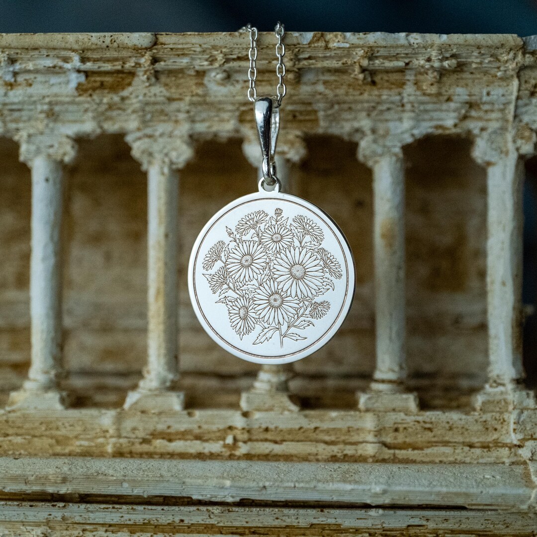 Aster Flower Necklace Symbol of Wisdom, Floral Botanical Pendant ...