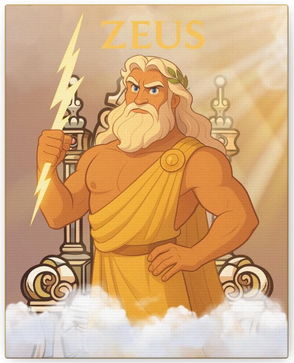Digital Zeus Canvas Art Print, Mythology Decor, Greek God Wall Art ...