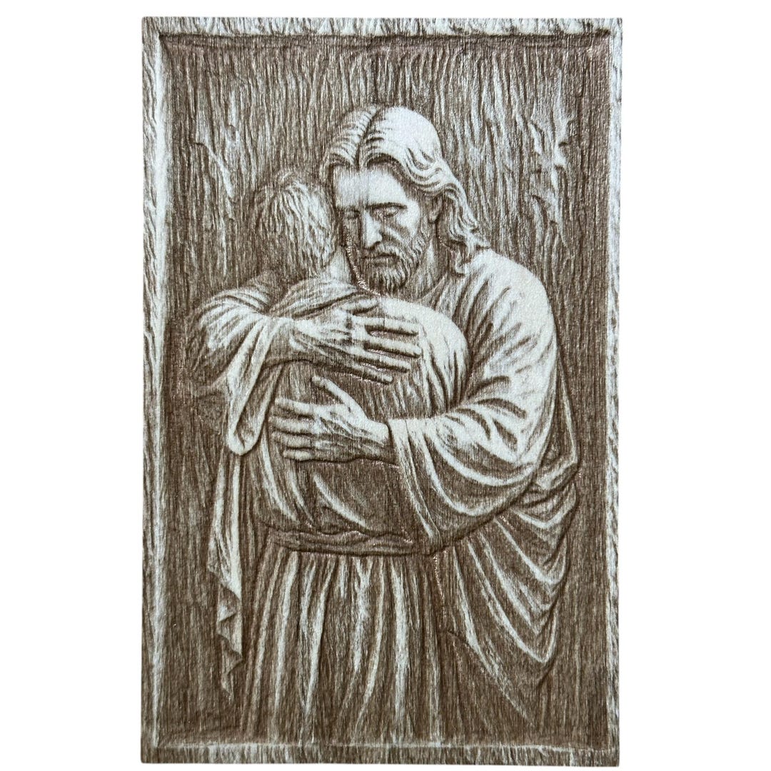 3D Illusion Jesus Embrace Engraved Wall Art – Religious Christian Home ...