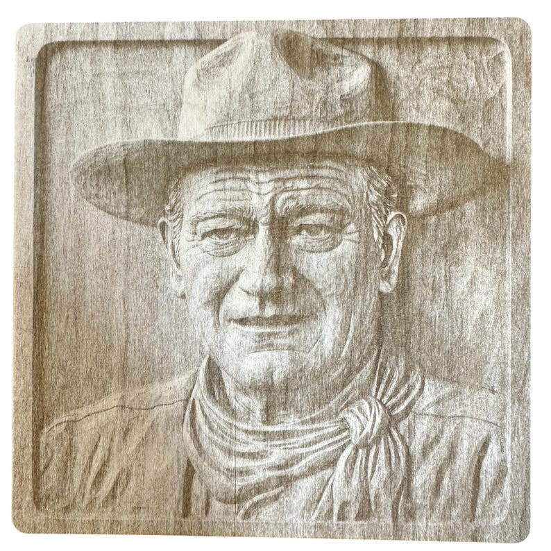 John Wayne 3D Engraved Wood Art: Limited Edition Western Decor - Etsy