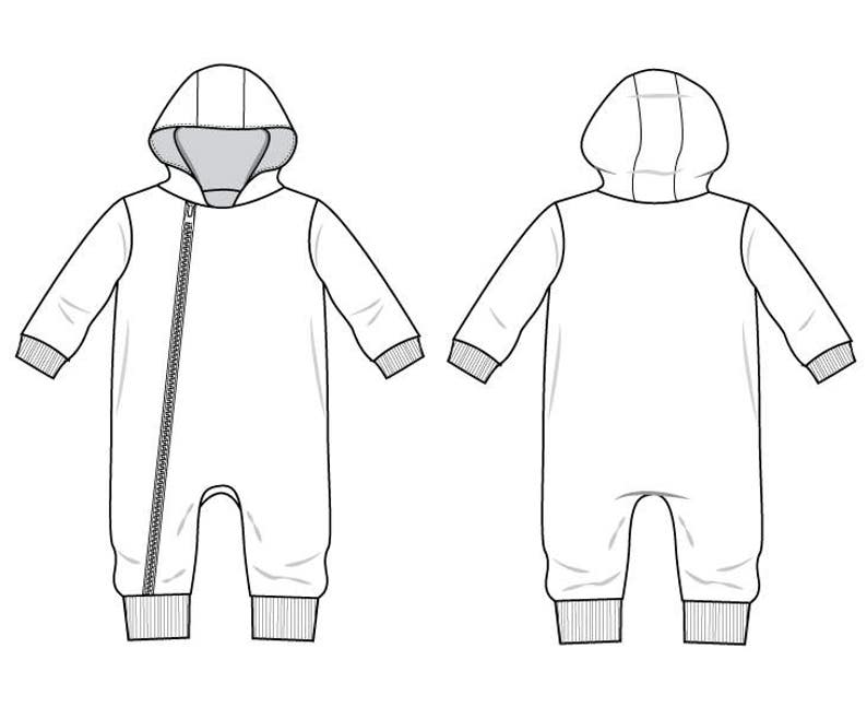 Hood Zip Coverall Sewing Pattern // Pdf Download // Preemie to | Etsy UK