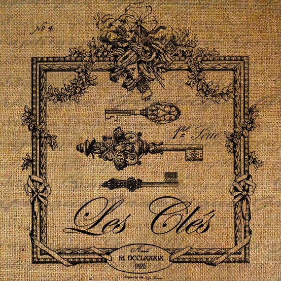 French Keys Writing Antique Key No 5 Paris Ornate Frame Les | Etsy