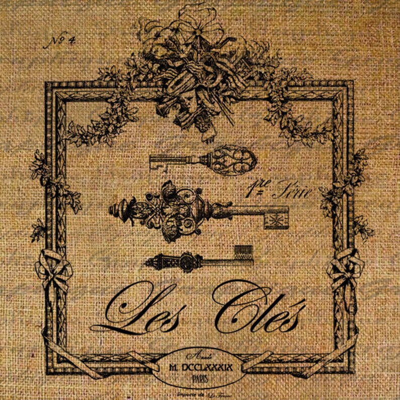 French Keys Writing Antique Key No 5 Paris Ornate Frame Les - Etsy