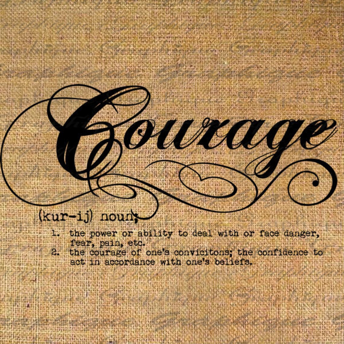 Courage Definition Word Typography Digital Image Download - Etsy