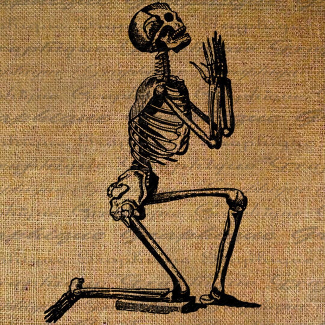 Skeleton Prays Praying on Knees Skull Gothic Goth Digital - Etsy