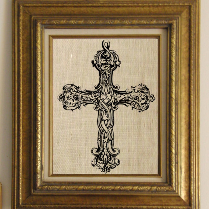 Digital Collage Sheet Antique Cross with Scroll Work Patterns | Etsy