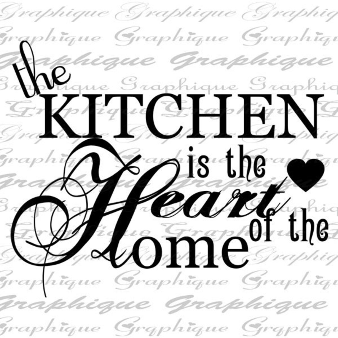 KITCHEN Heart of Home Text Word Calligraphy Digital Image - Etsy