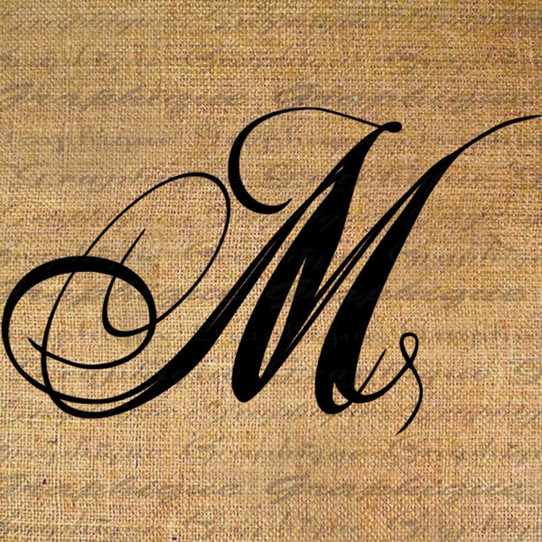 Monogram Initial Letter M Digital Collage Sheet Burlap Digital - Etsy