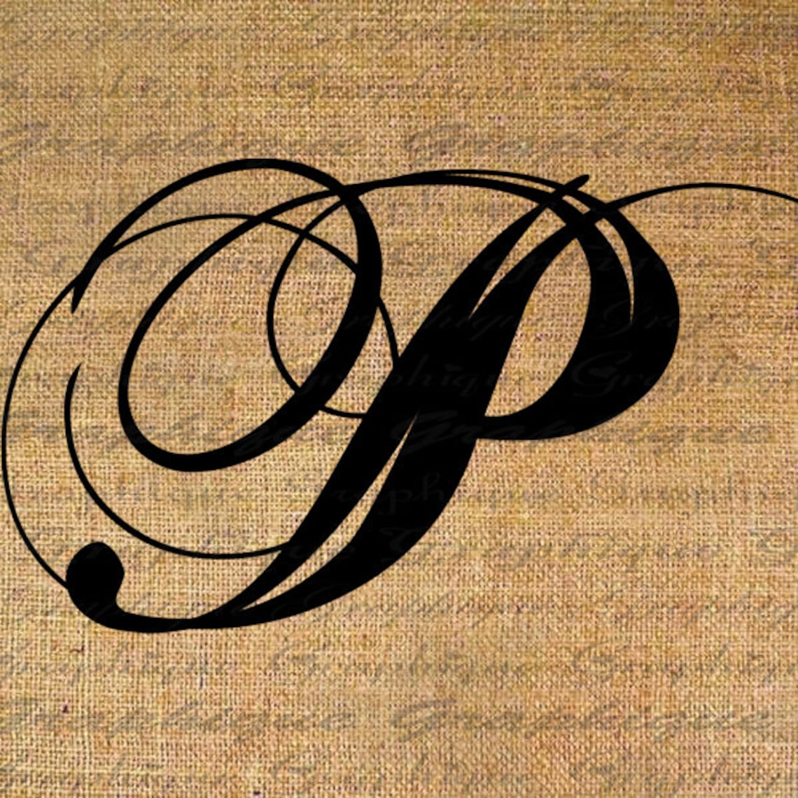 Monogram Initial Letter P Digital Collage Sheet Burlap Digital - Etsy