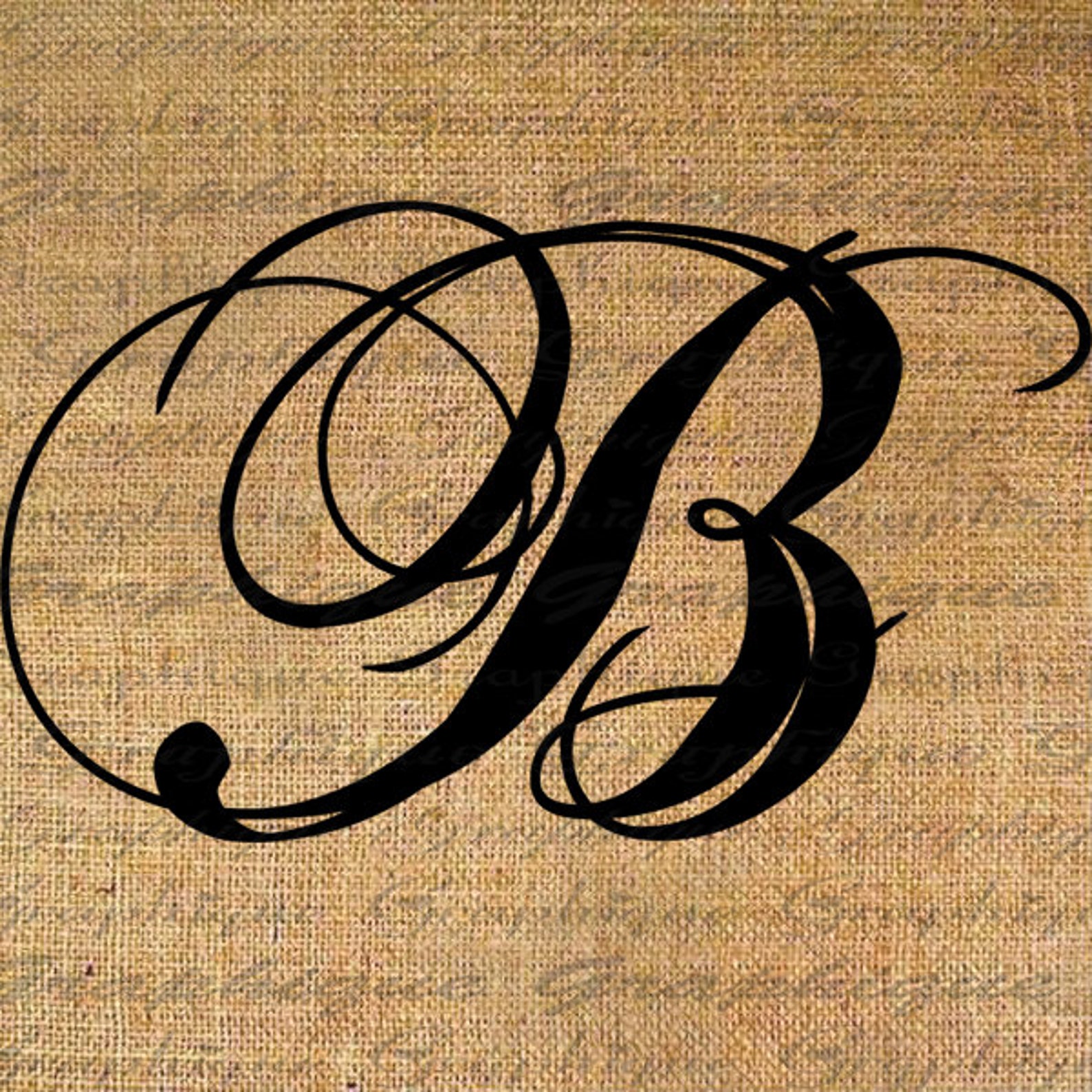 Monogram Initial Letter B Digital Collage Sheet Burlap Digital | Etsy