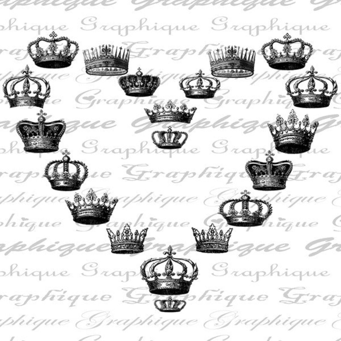 Heart Made of Crowns Crown Queen of Hearts Digital Image - Etsy