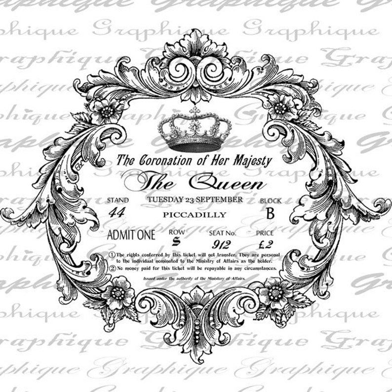 Coronation Of The Queen Invitation Ornate Frame Crown Image Etsy