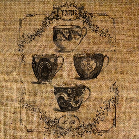 Scrapbooking Tea Time Teapot Collage Vintage Artwork Digital Image ...