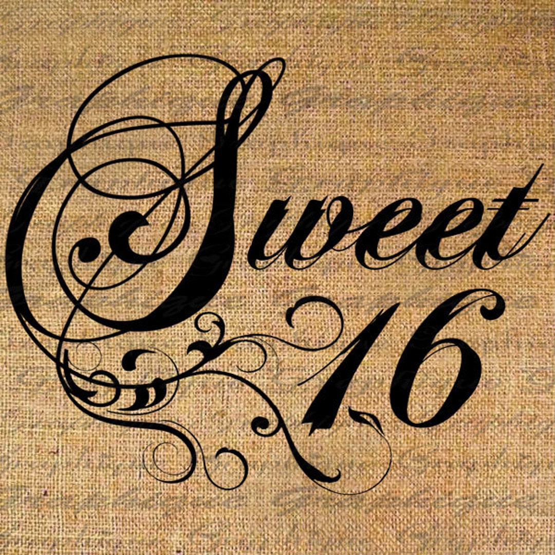 SWEET 16 Text Typography Calligraphy Words Digital Image - Etsy