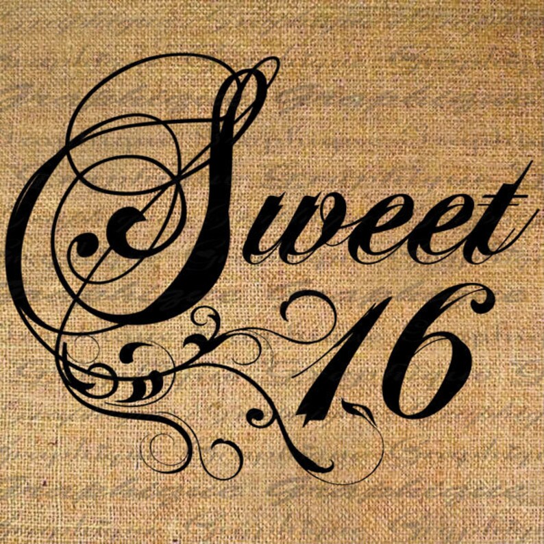 SWEET 16 Text Typography Calligraphy Words Digital Image | Etsy