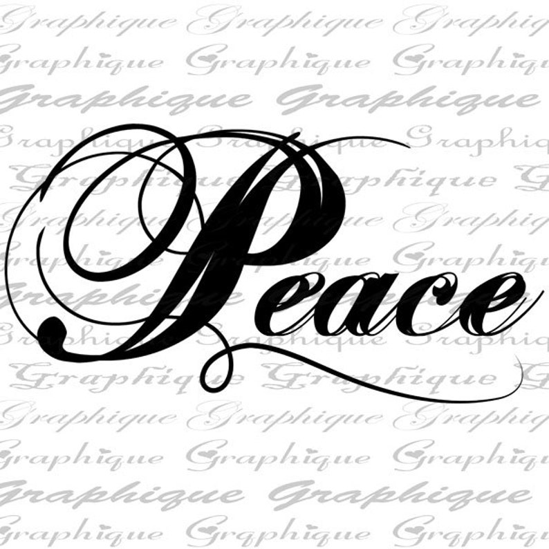 Word Peace Cursive Sketch Coloring Page