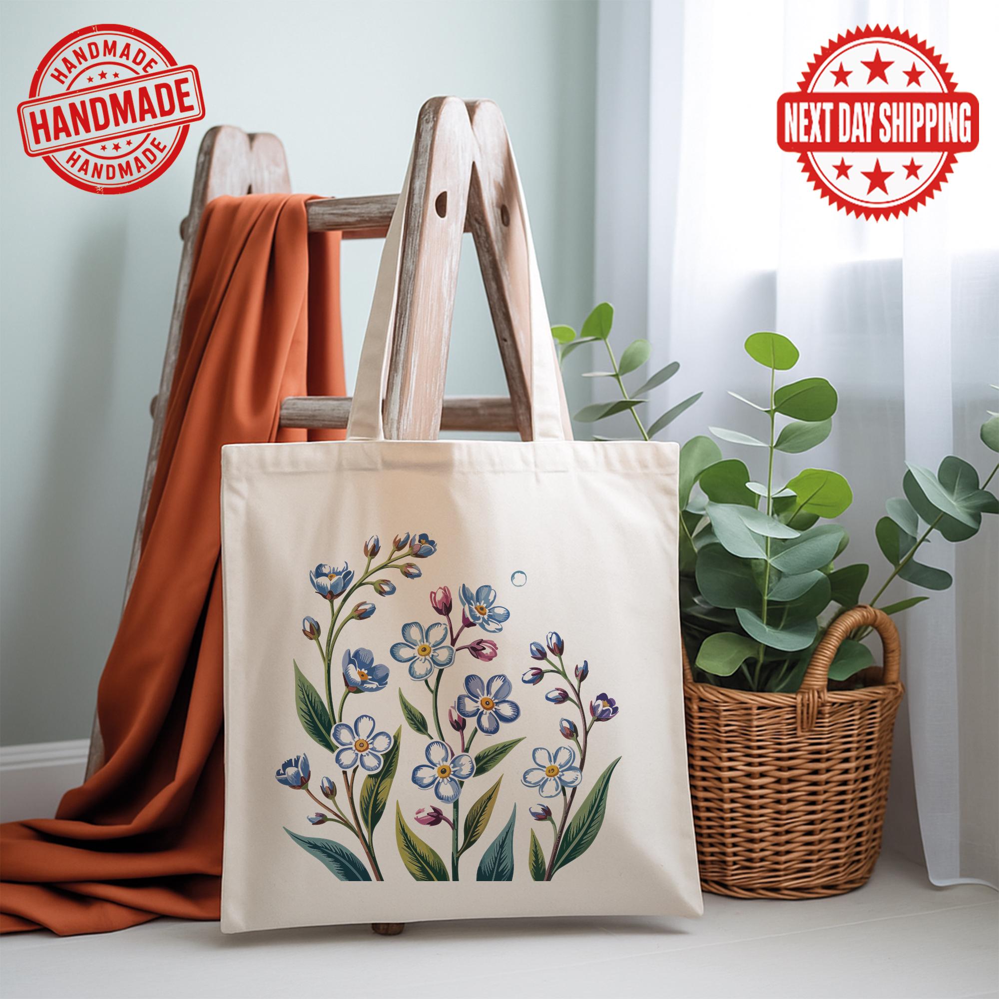Custom Floral Initial Canvas Tote Bag: Wildflower Monogram - Etsy
