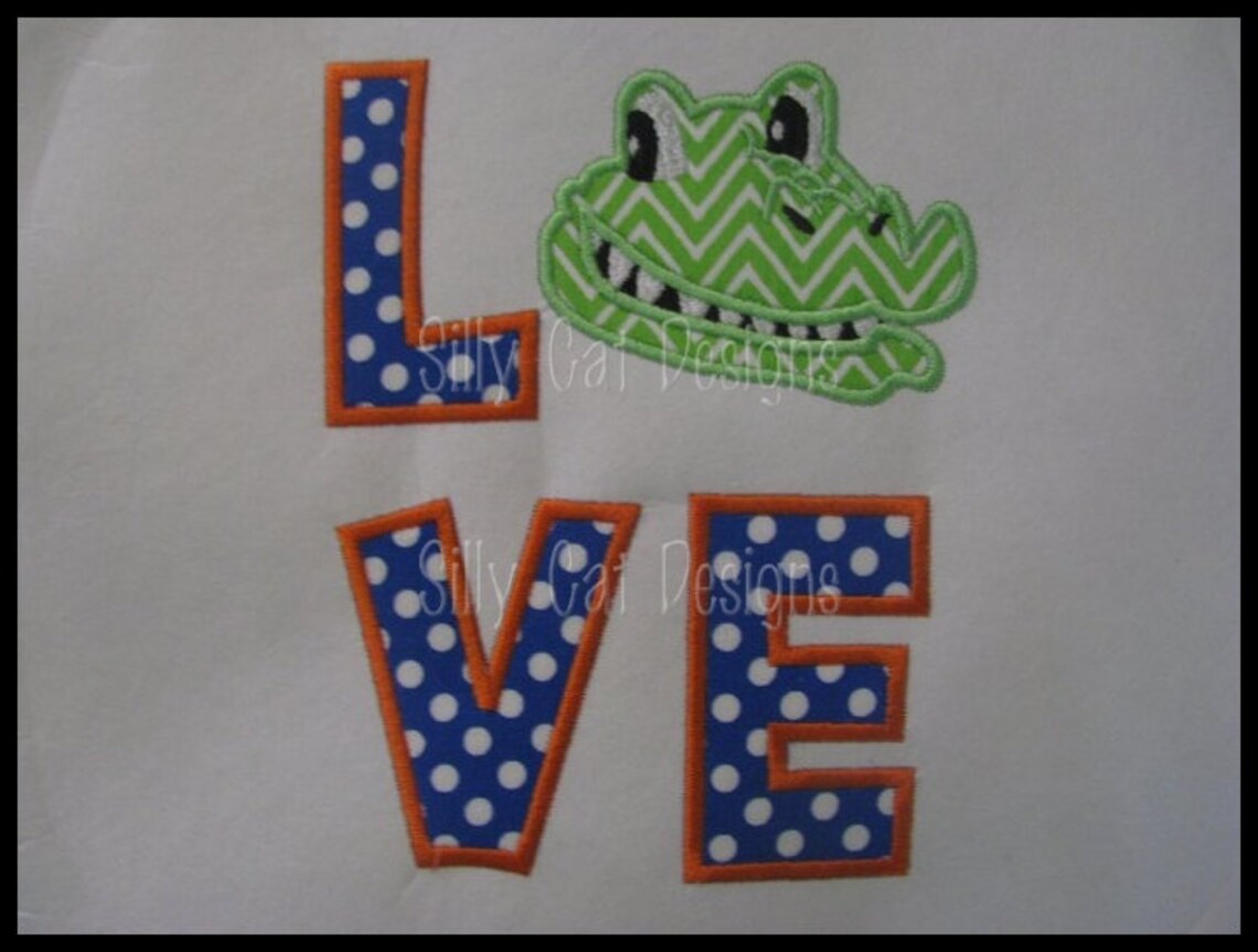 Gator Love Applique Machine Embroidery Design - Etsy