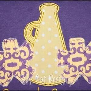 Megaphone and Pom Pom Cheerleader Applique Design -- 2 Finishes - Etsy