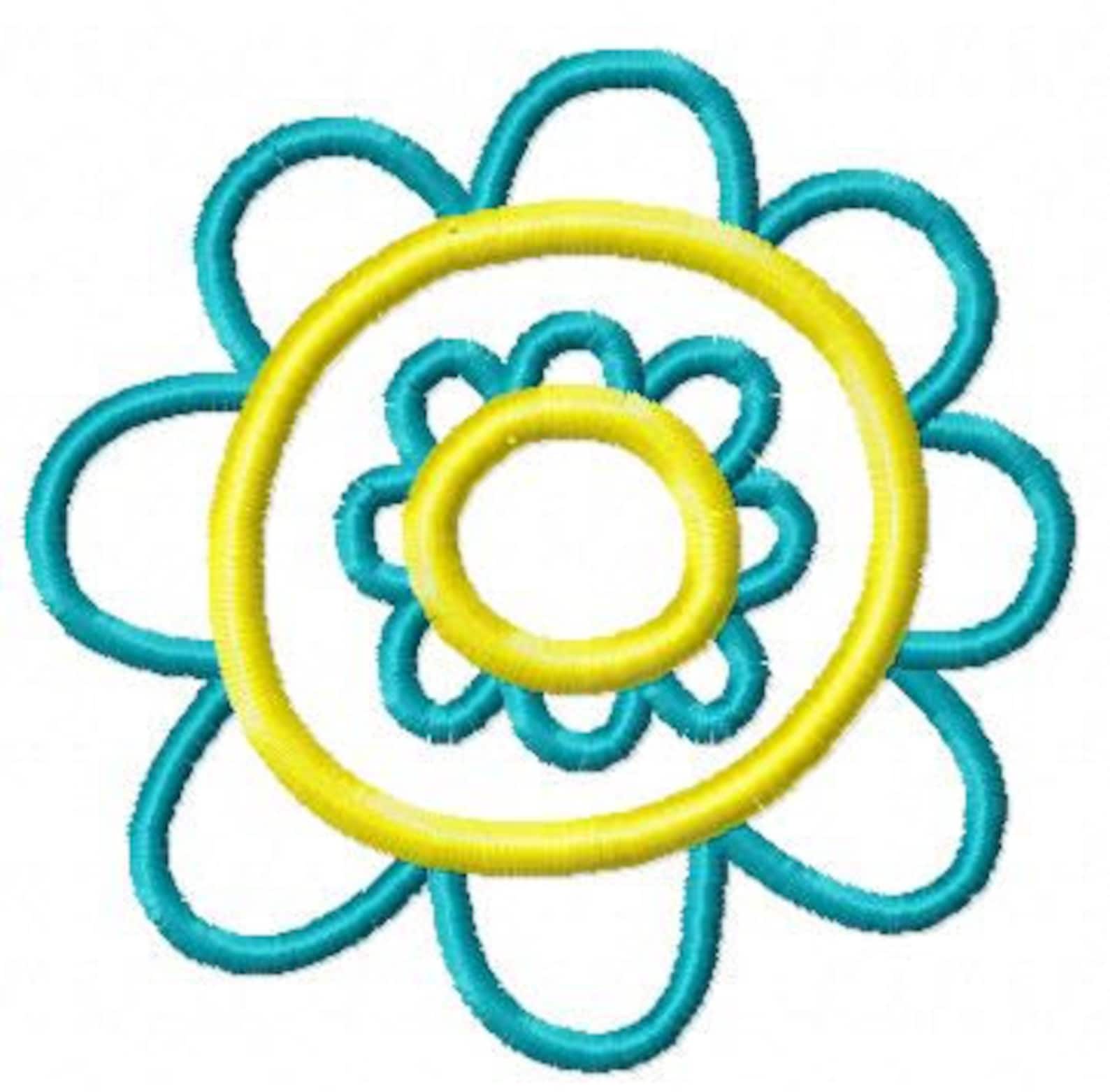 Happy Flower Machine Applique Design - Etsy