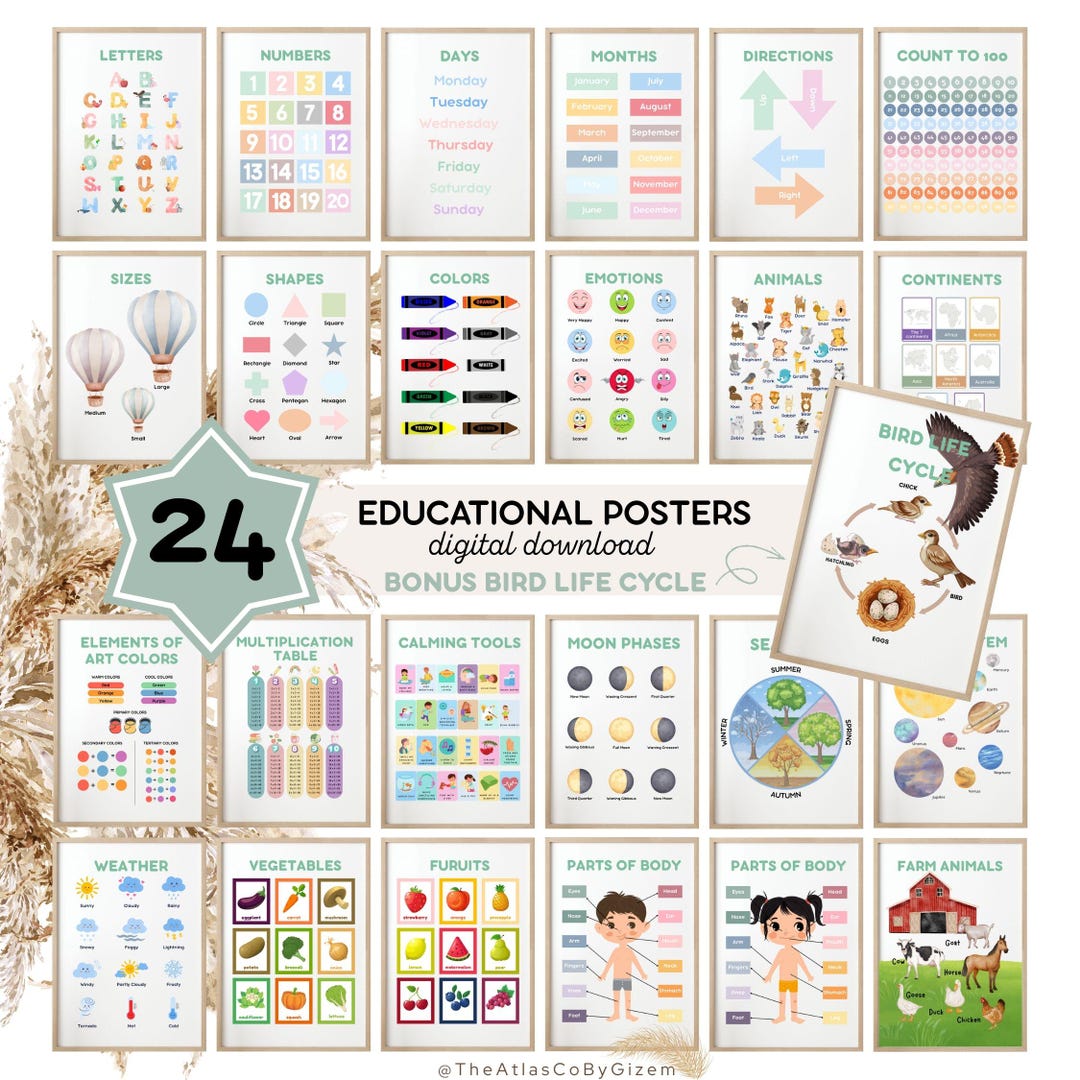 Educational Learning Posters | Kids Homeschool Decor (digital Download ...