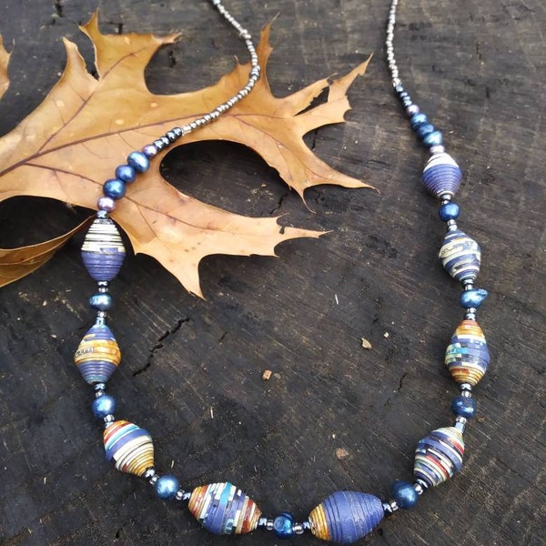 Paper Bead Necklace - Etsy