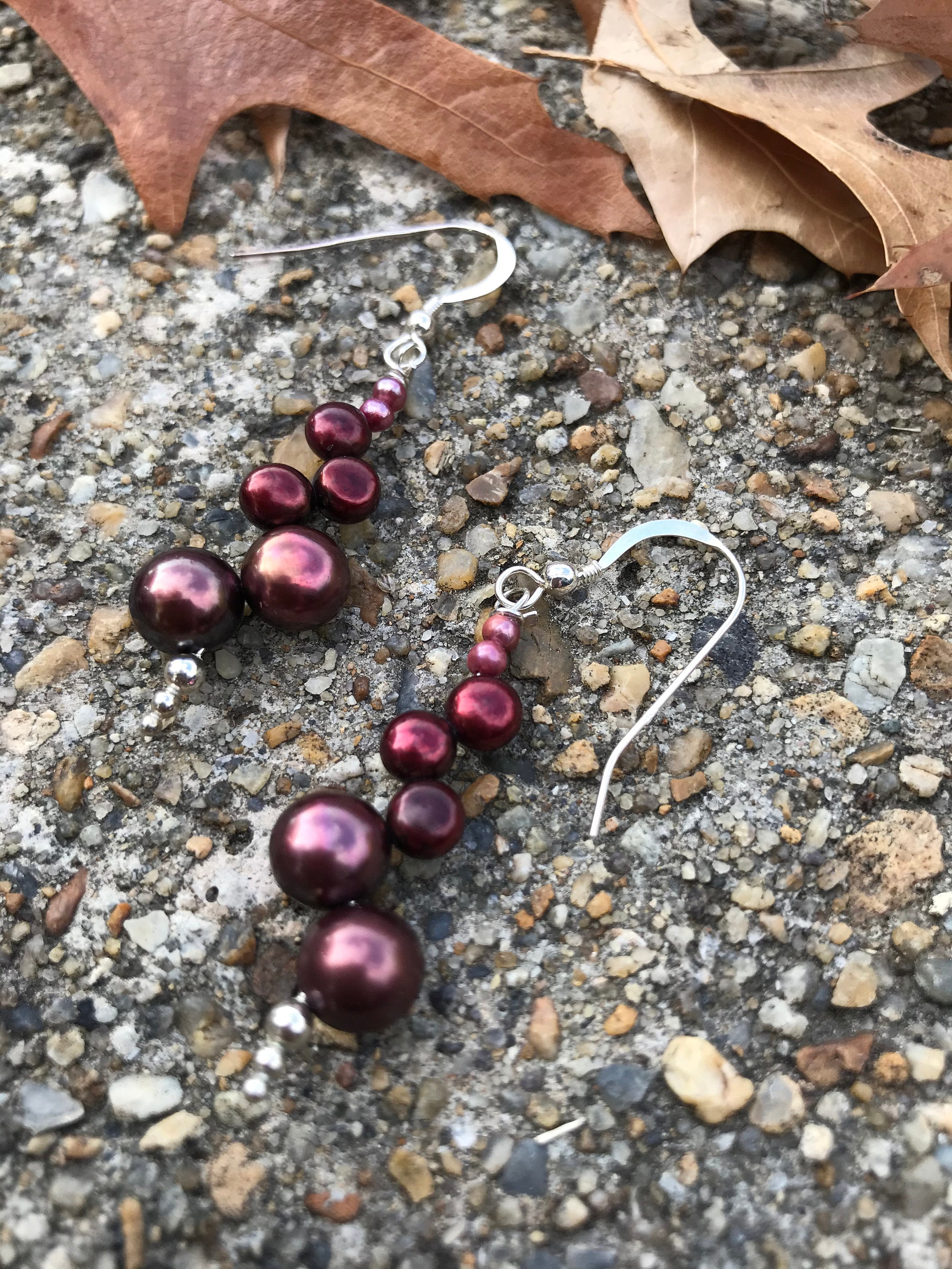 Pearl earrings- red Pearls/ Maroon Pearl /bridesmaids jewelry/ pearl ...
