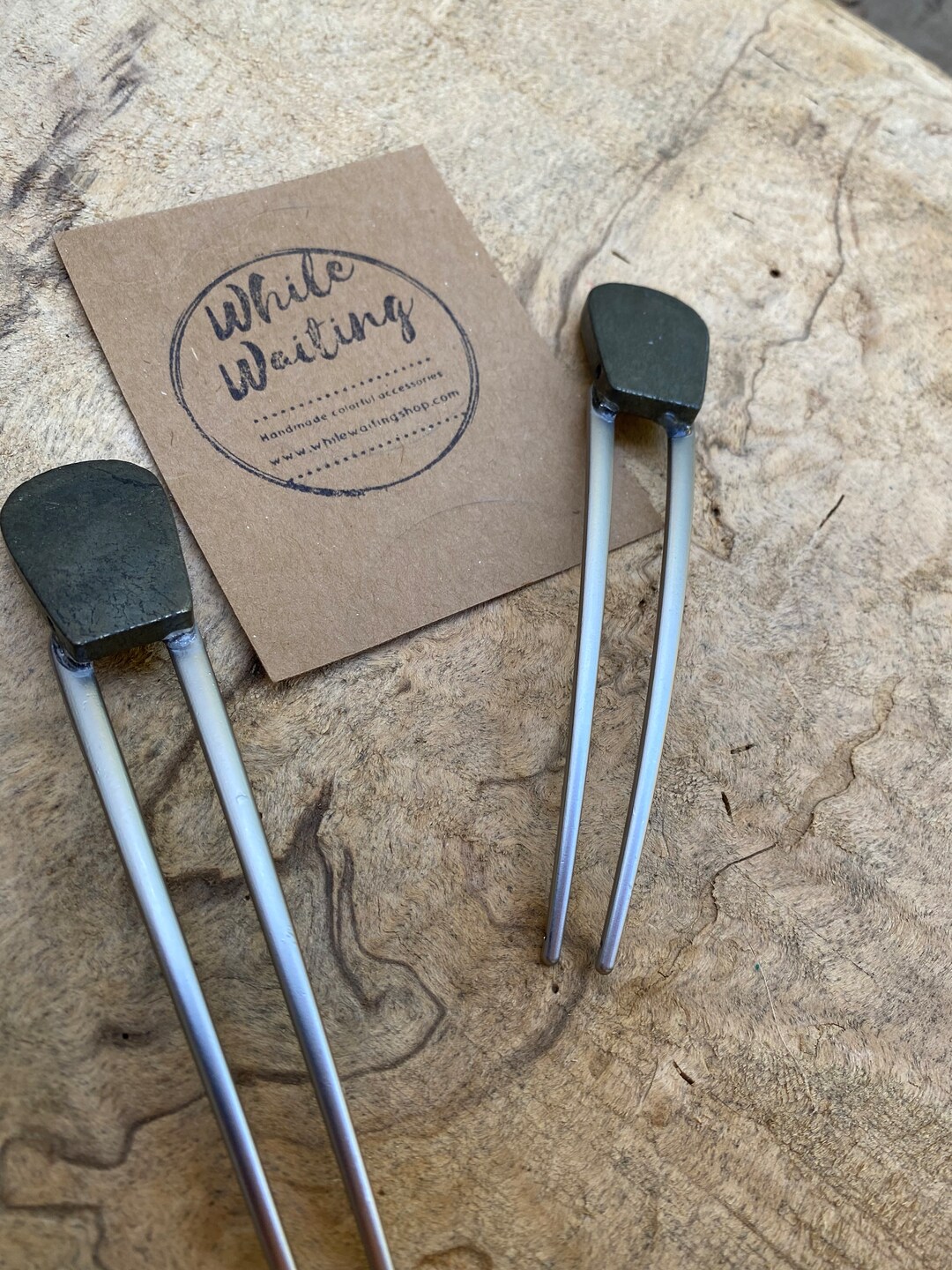 Gray Pyrite Silver Hair Fork/ Modern Hair Fork/hair Fork/hair Accessory ...