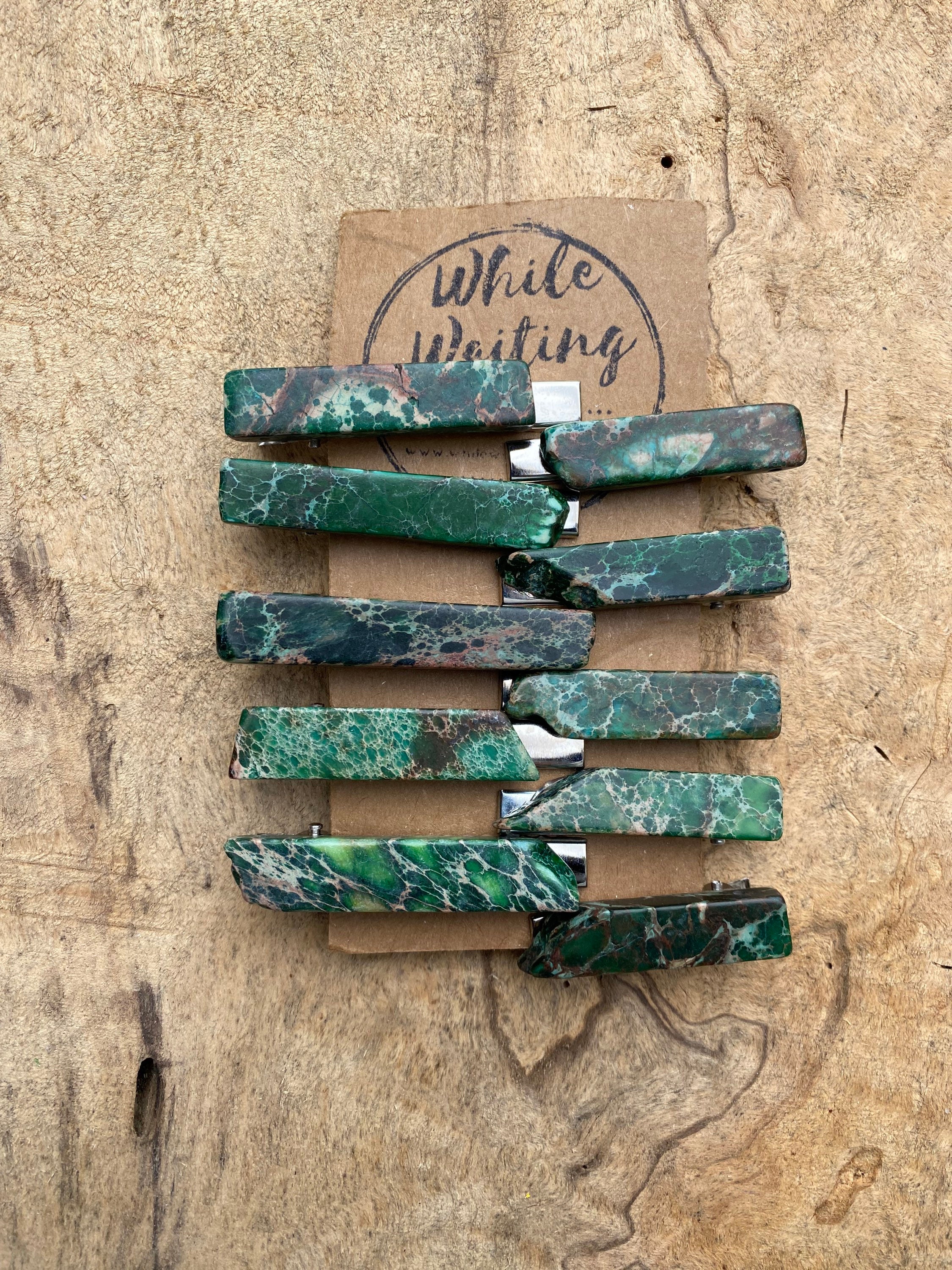 Emerald Green Stone hair clip/ green hair clip/ druzy hair clip/ hair ...