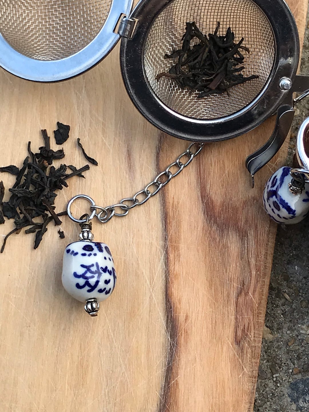 Blue & White Owl Tea Infuser: Loose Leaf Tea Strainer, Bookmark Set ...
