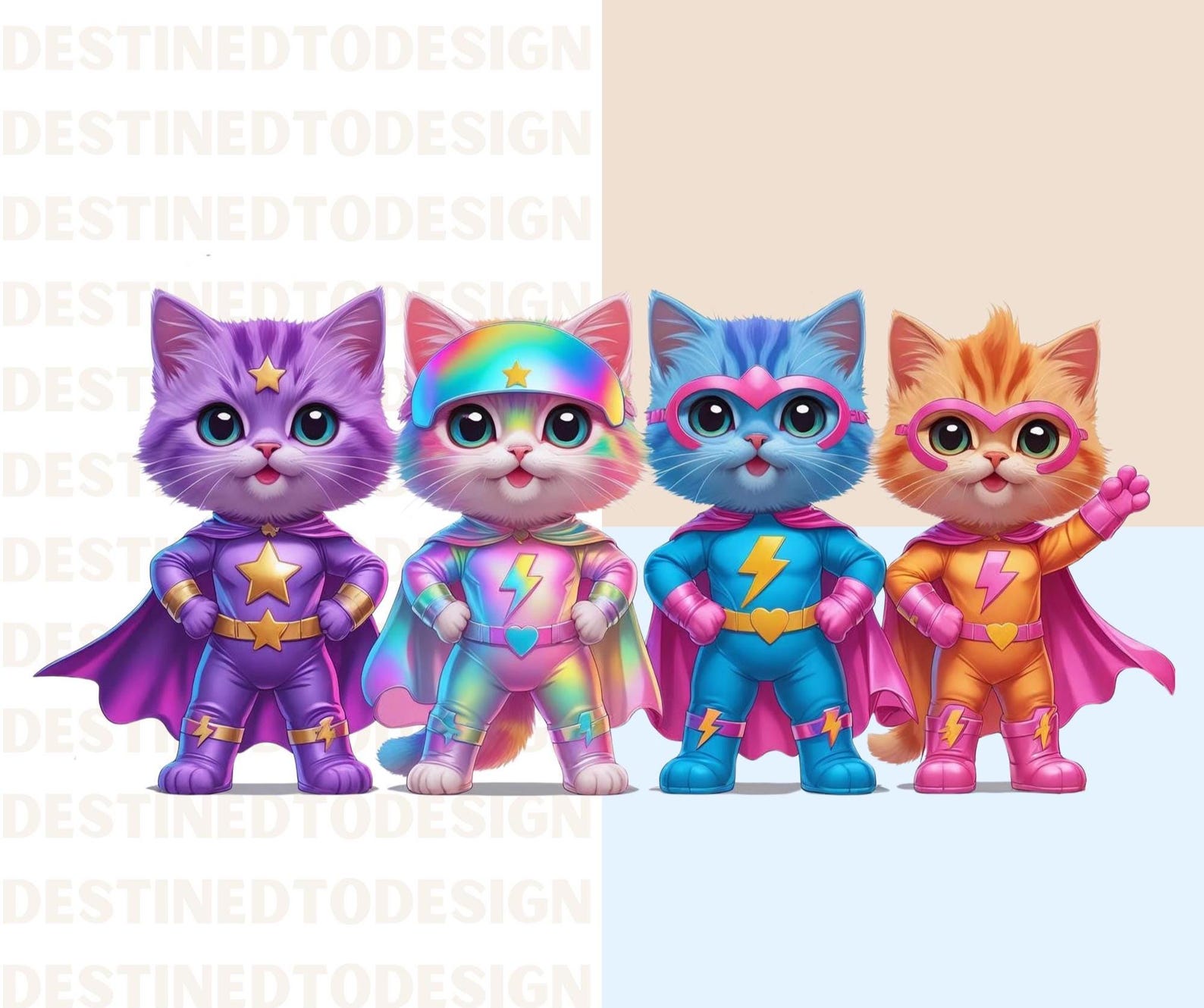 Cute Superhero Cats Png, Sublimation Digital Download PNG Kids Shirt ...