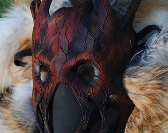 Crimson Akki-hime Leather Mask - Etsy