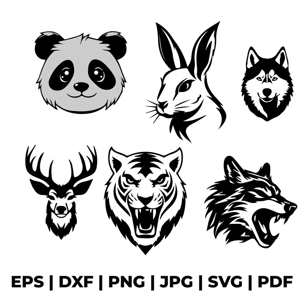 Animals Head Svg, Animal Clipart Png, Animal Breed Jpg , Animal Head ...