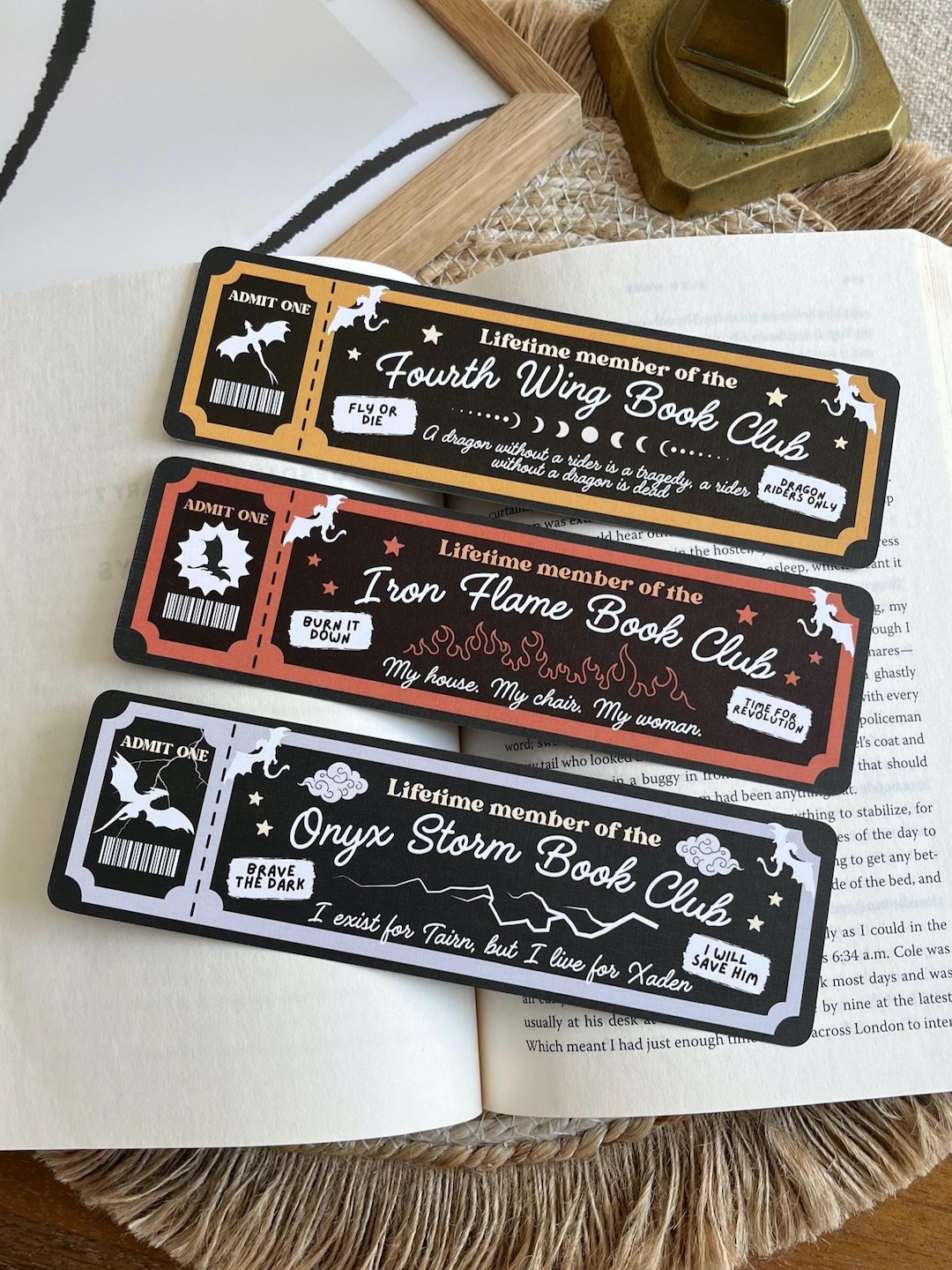 Fourth Wing Book Club Ticket Bookmark | Bookish Bookmarks | Double ...