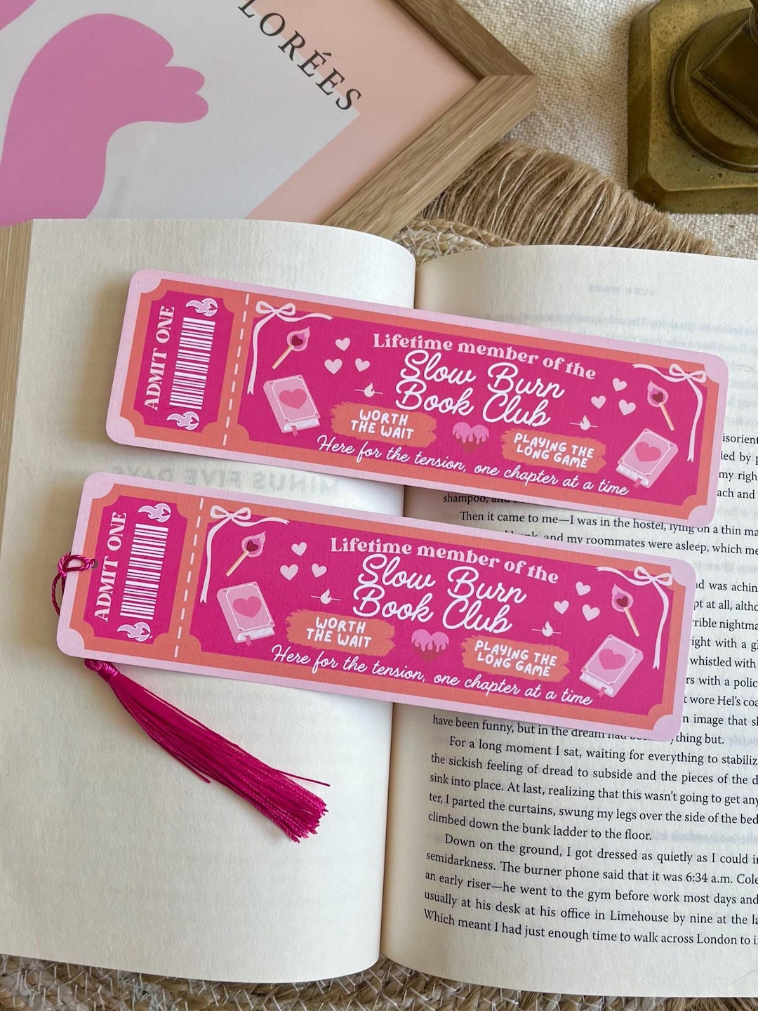 Slow Burn Book Club Ticket Bookmark | Bookish Bookmarks | Double Sided ...