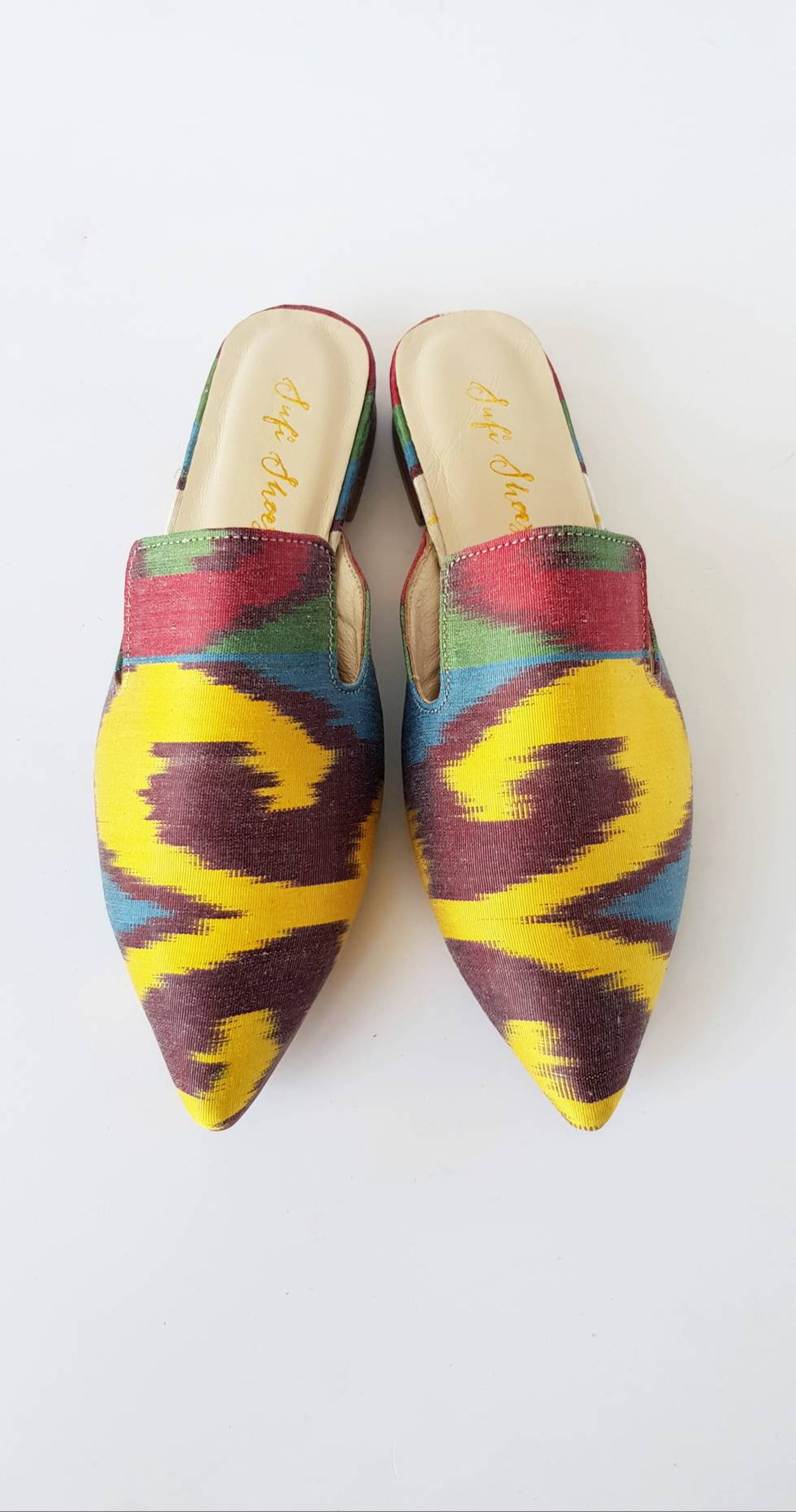 38 Euro Size Women Shoes Ikat Pure Silk Pointed Mules for Women ...