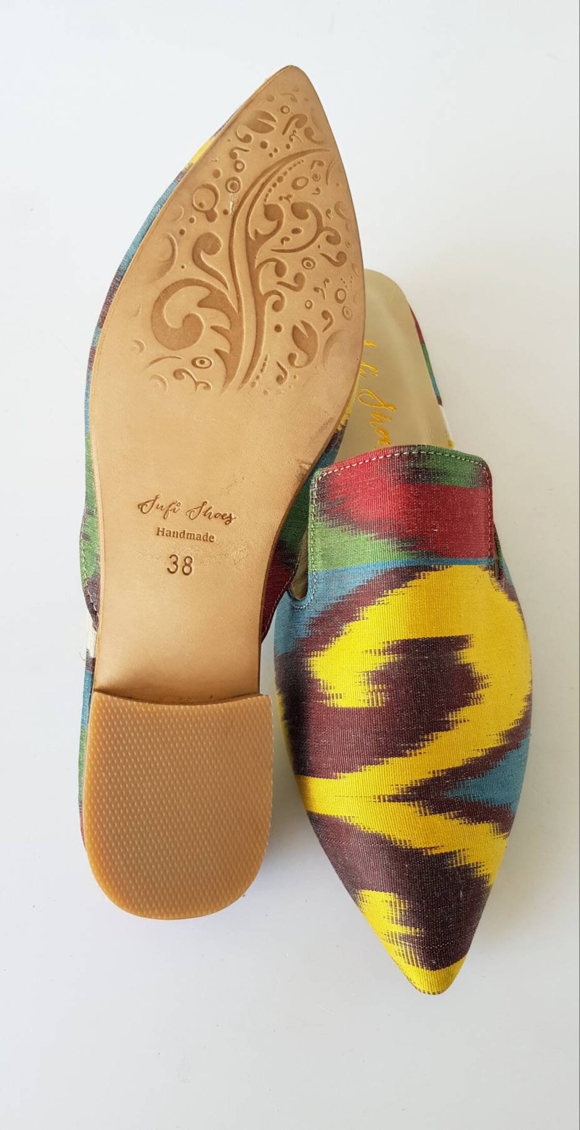 38 Euro Size Women Shoes Ikat Pure Silk Pointed Mules for Women ...