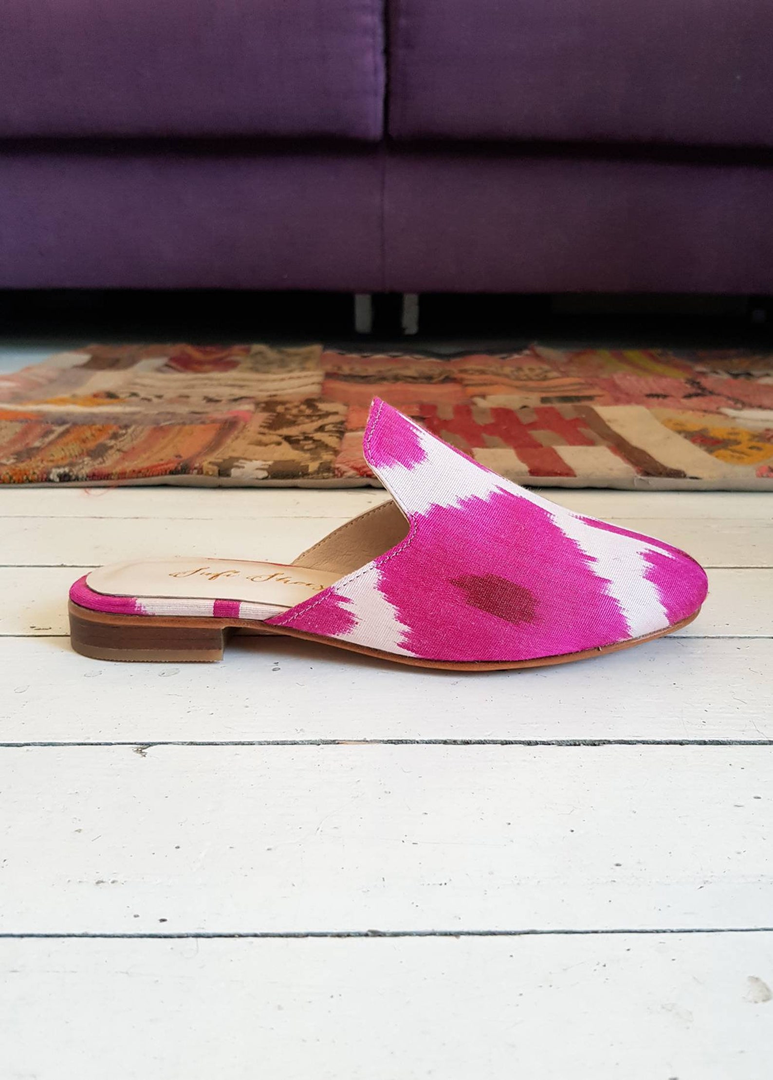 Women Ikat Pure Silk Velvet Mule Shoes Euro Size 37 | Etsy