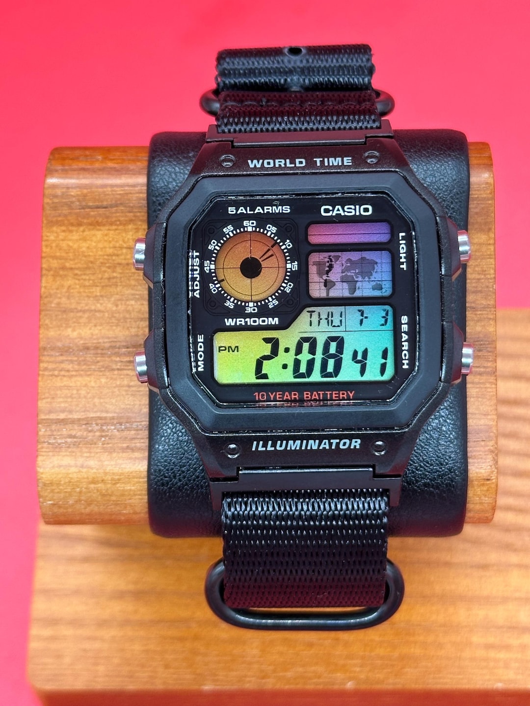 Rainbow - Casio Royale AE1200 World Time Custom Hydromod - Etsy