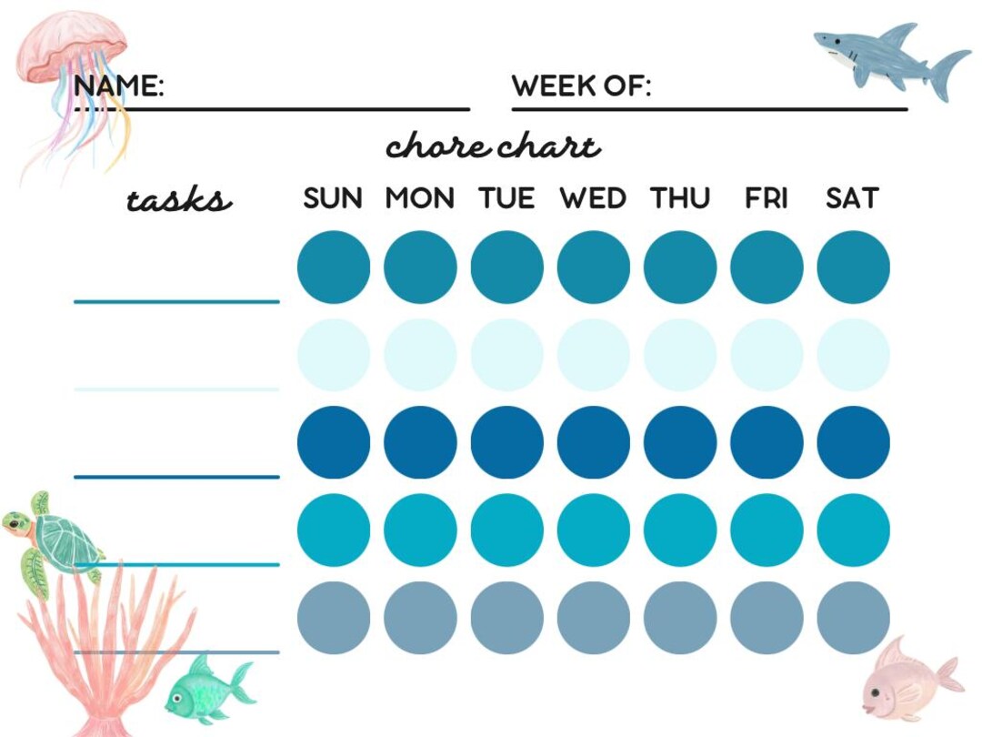 Ocean Adventure Chore Chart – Fun Printable for Kids & Families - Etsy