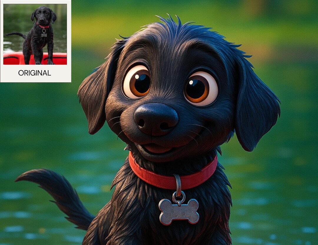 Custom Pixar Inspired Pet Portrait | Personalized Pet Disney Inspired ...