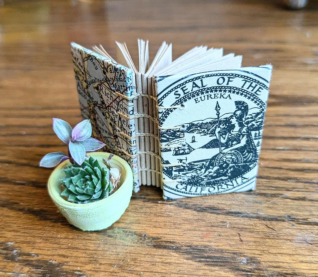 Tiny Tome - Coptic Seal of California and Bay Area Map | Handbound Mini Book/notebook/sketchbook ...
