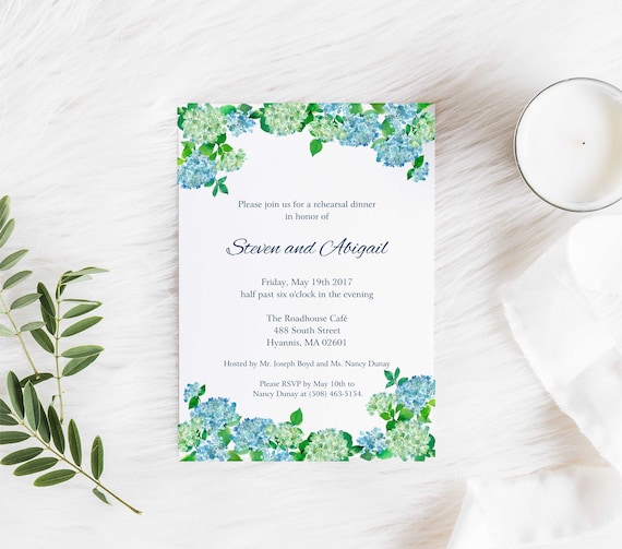 Hydrangea Border Invitation Hydrangea Shower Invitation | Etsy