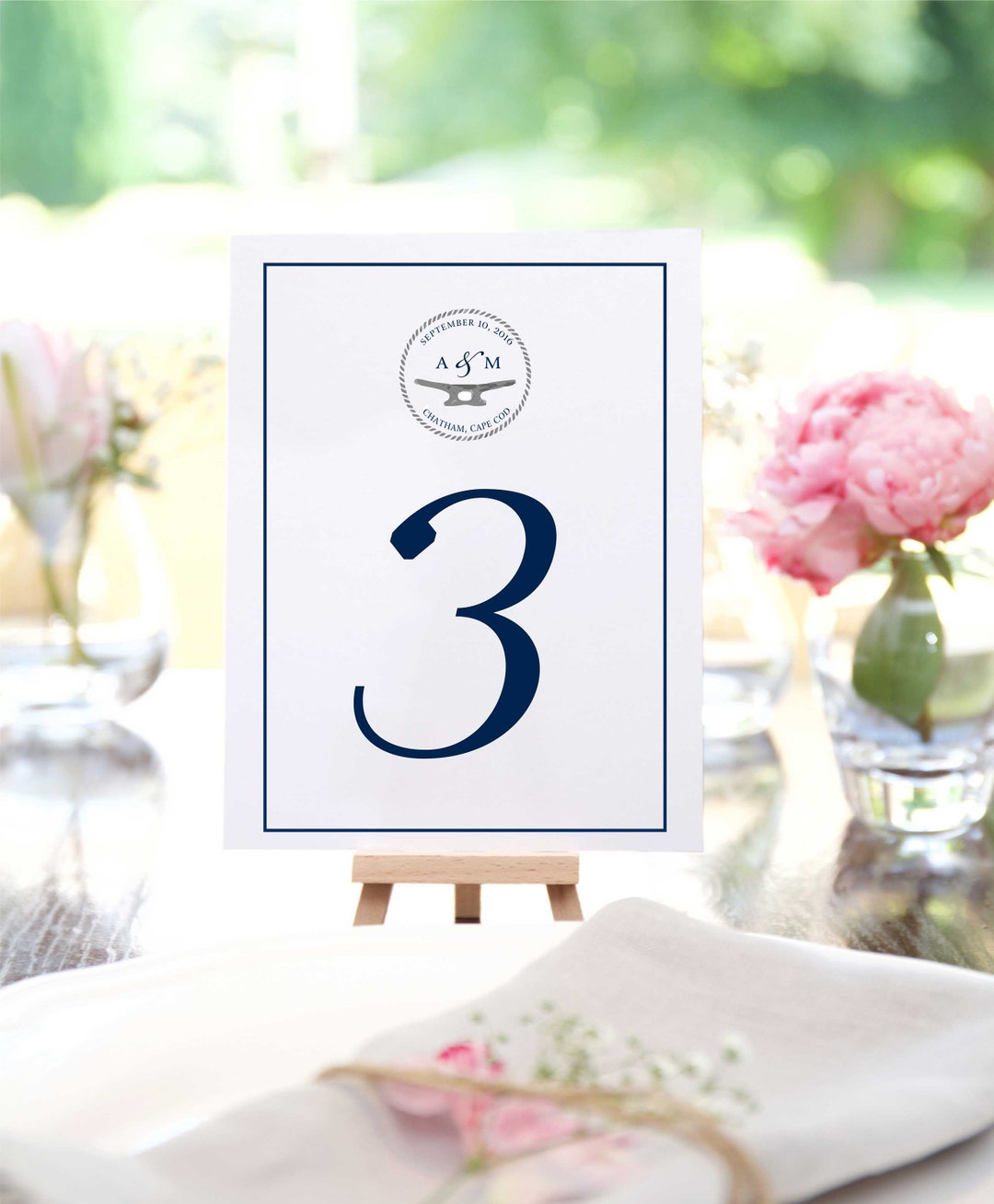 Cleat Monogram Table Numbers, Wedding Table Cards, Cape Cod Table ...