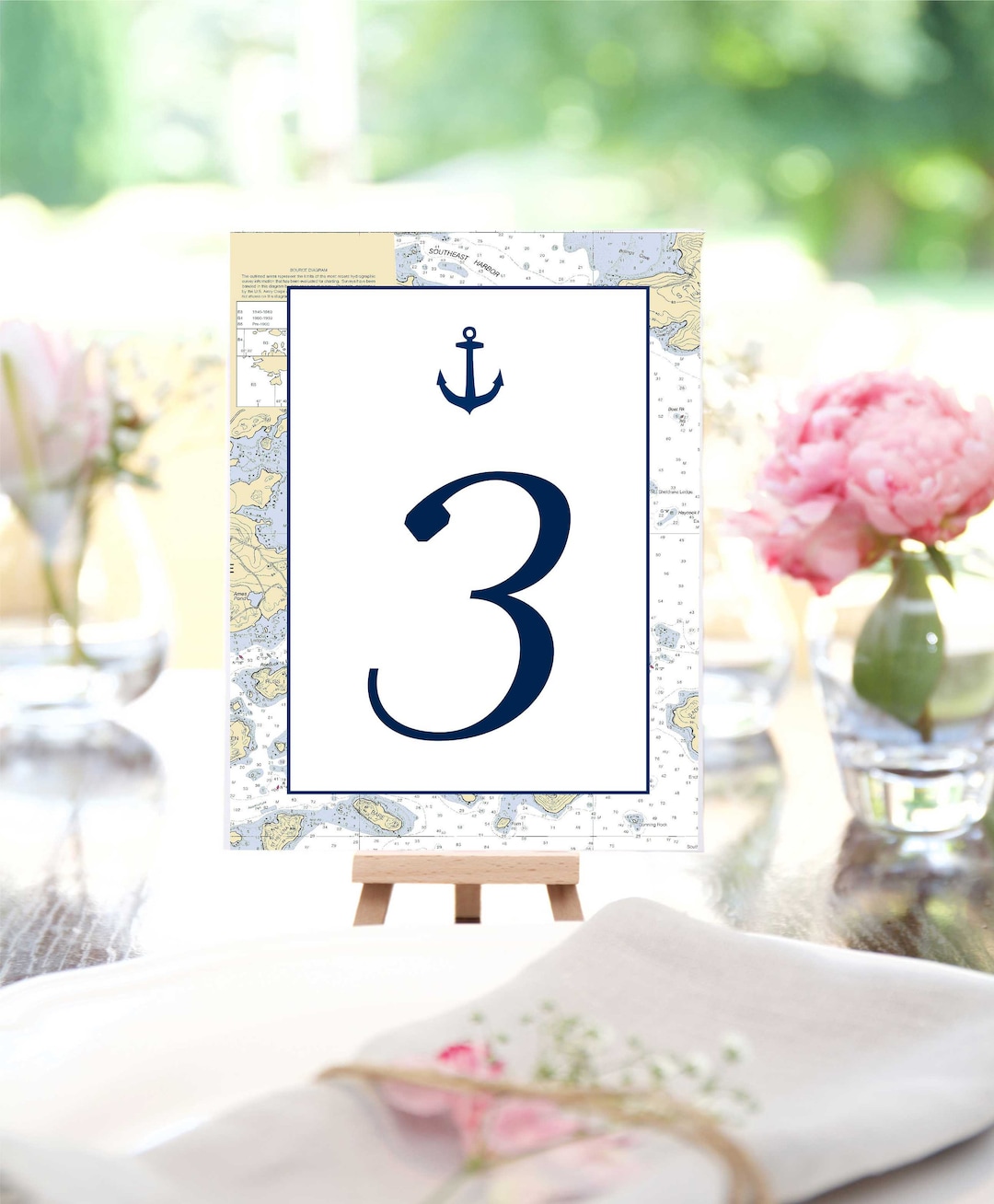 Nautical Chart Table Numbers: Cape Cod Wedding Decor - Etsy