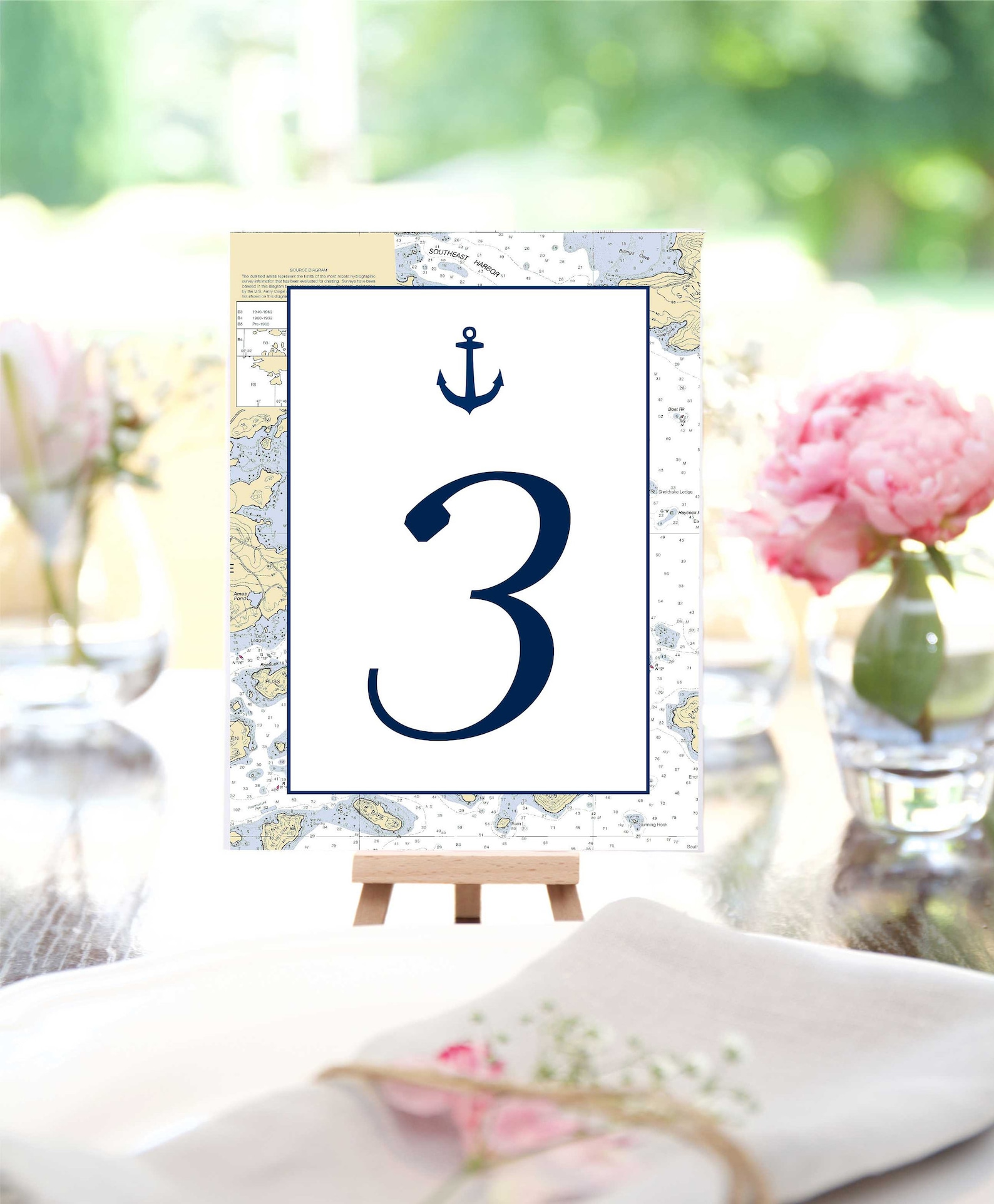 Nautical Chart Table Numbers: Cape Cod Wedding Decor - Etsy