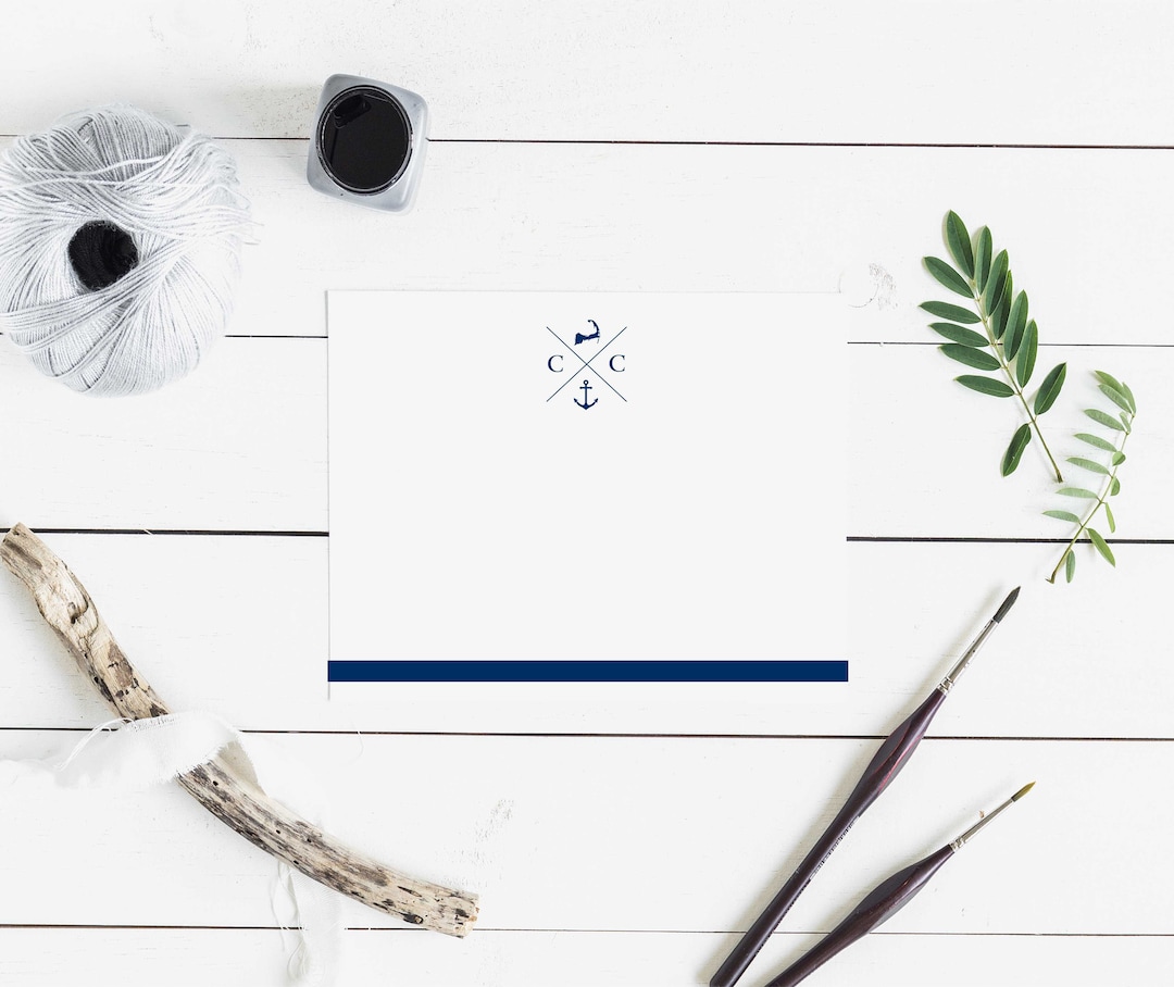 Cape Cod Monogram, Personalized Note Cards & Envelope Set, Custom ...
